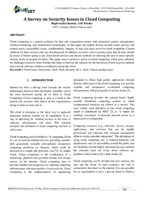 Pdf A Survey On Security Issues In Cloud Computing
