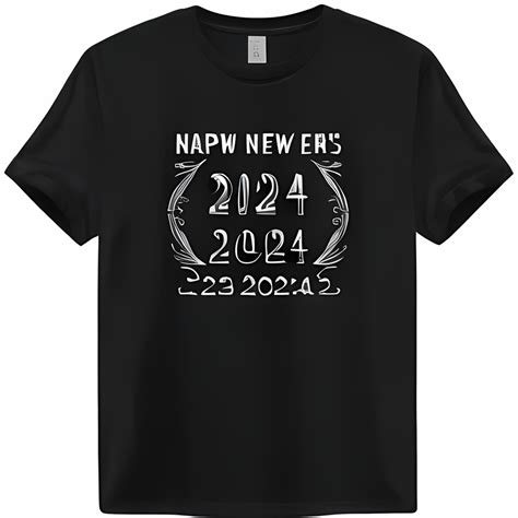 Stylish Black T Shirt With Naws Newers 2024 Design Modern Vector Art For New Years Strength