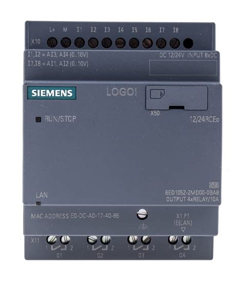 6ed1052 2md00 0ba8 siemens siemens logo 8 logic module 12 → 24 v dc relay 8 x input 4 x