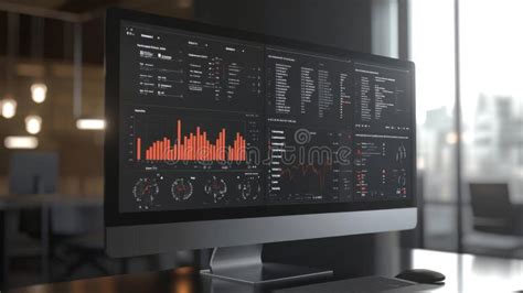 Modern Data Analysis Dashboard On A Large Computer Screen Stock Illustration Illustration Of