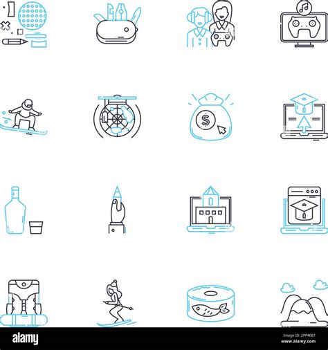 Distant Learning Linear Icons Set Online Distance Virtual Remote E Learning Webinar