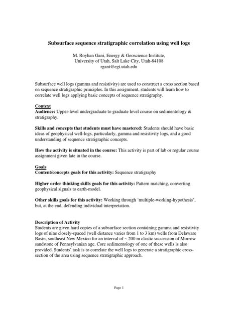 sequence stratigraphy well log correlation pdf stratigraphy geology