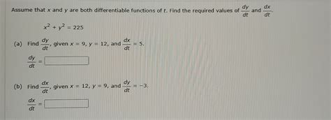 Solved Assume That X ﻿and Y ﻿are Both Differentiable