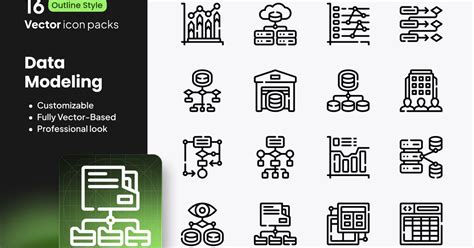 Data Modeling Icons Icons Ft Data And Database Envato