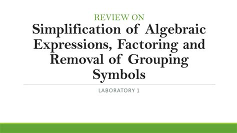 Solution Laboratory 1 Simplification Of Algebraic Expressions