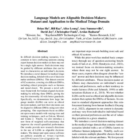 Language Models Are Alignable Decision Makers Dataset And Application To The Medical Triage