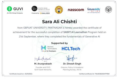 Sara Ali Chishti On Linkedin Artificial Guvi Learnathon