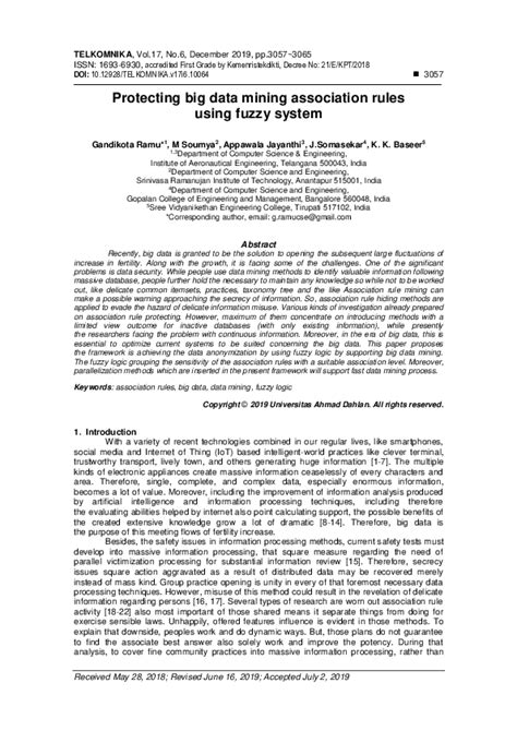 Pdf Protecting Big Data Mining Association Rules Using Fuzzy System