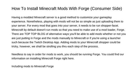 How To Install Minecraft Mods With Forge Client Facetsllxk Pdf Pdf DocDroid