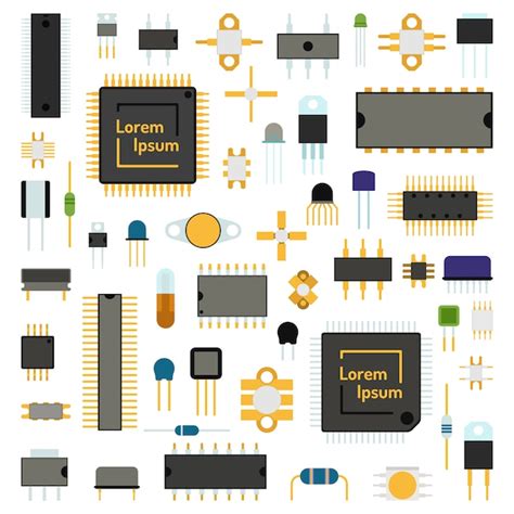 Premium Vector Circuit Computer Chips Icons Technology Vector Illustration Set