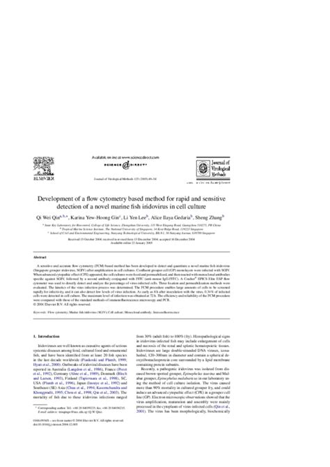 Pdf Development Of A Flow Cytometry Based Method For Rapid And Sensitive Detection Of A Novel
