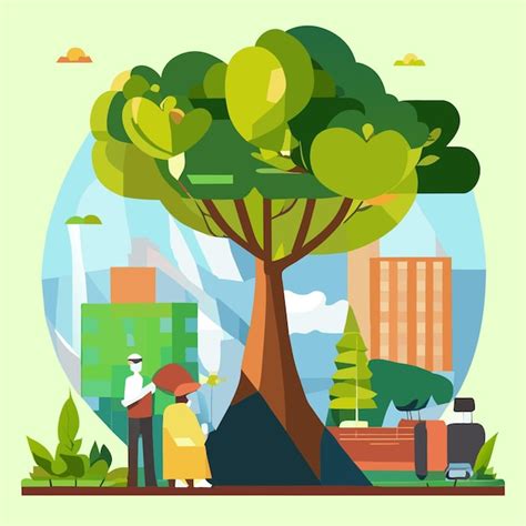 Premium Vector Vector Art Tree Planting Flat Design Icon Set