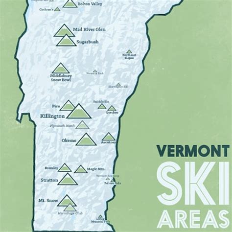 Vermont Ski Resorts Map 11x14 Print Etsy