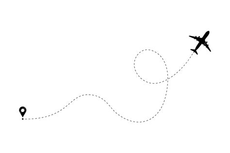 Premium Vector Airplane Line Path Vector Icon Of Air Plane Flight Route With Start Point And