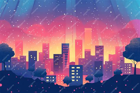 Premium Photo A Colorful Illustration Of A City With A City In The Backgroundcity Buildings