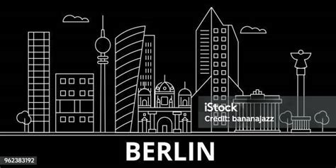 베를린 실루엣 스카이 라인 독일베를린 벡터 도시 독일 선형 건축 건물 베를린 선 여행 그림 랜드마크입니다 독일 플랫 아이콘 독일 개요 디자인 배너 0명에 대한 스톡 벡터