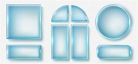 투명한 유리 배너 세트 비문을위한 장소가있는 유리 판 투명한 배경에 고립 된 평면 유리 사실적인 3d 디자인 벡터 투명 개체입니다 0명에 대한 스톡 벡터 아트 및 기타