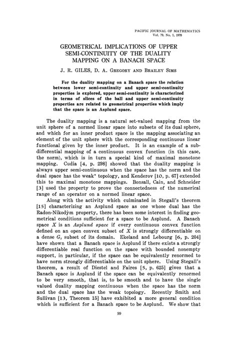 Pdf Geometrical Implications Of Upper Semi Continuity Of The Duality Mapping On A Banach Space