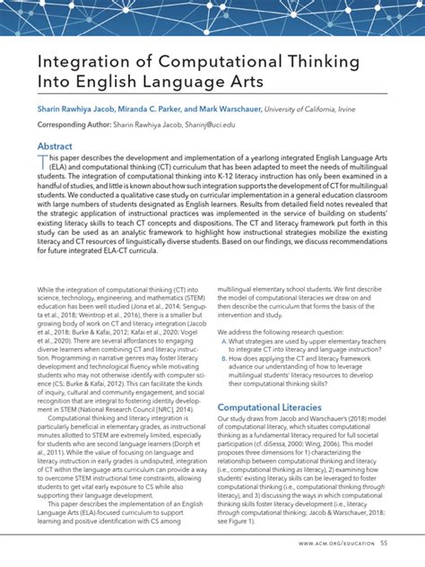 Computational Thinking Reading 4 Pdf Literacy Curriculum