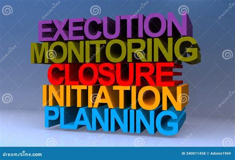 Execution Monitoring Closure Initiation Planning On Blue Stock Illustration Illustration Of