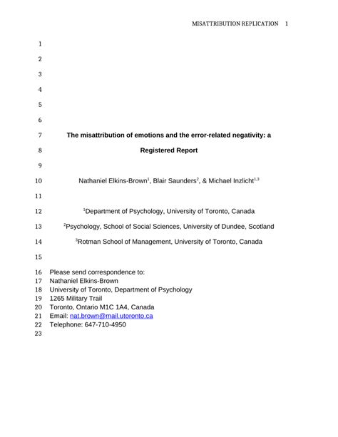 Pdf The Misattribution Of Emotions And The Error Related Negativity