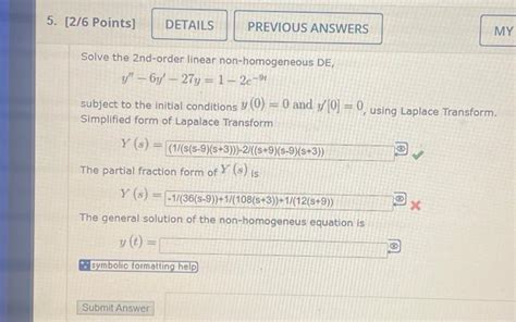 Solved Solve The 2 Nd Order Linear Non Homogeneous De