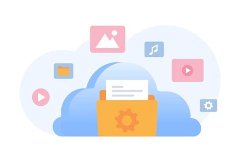 Premium Vector Cloud System File Download Database Protection Concept Data Center File