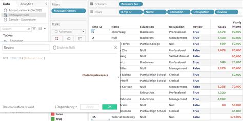 Tableau Isnull Function