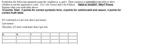 Solved Symbolize The Following Argument Using The Variables Chegg