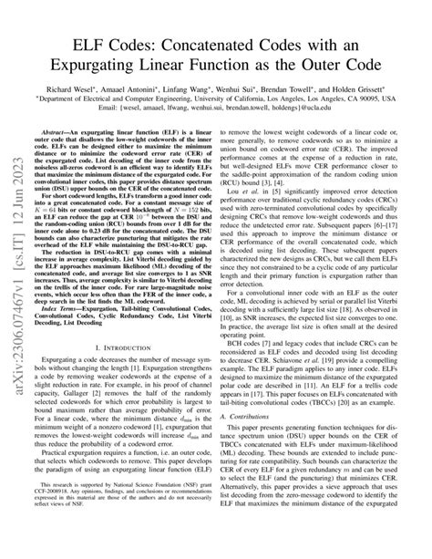 Elf Codes Concatenated Codes With An Expurgating Linear Function As