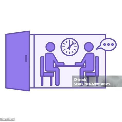 컬러 회의실 아이콘입니다 벡터 아이콘입니다 테이블에 앉아서 이야기하는 사람들 문과 시계가 있는 사무실 상담회 남자에 대한 스톡 벡터 아트 및 기타 이미지 Istock