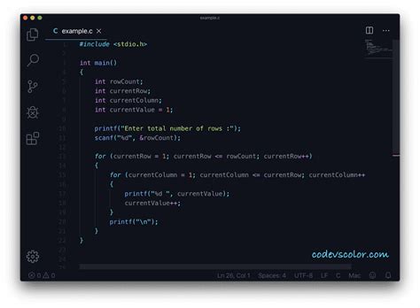 C Program To Print Floyds Triangle Codevscolor