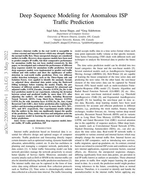 Deep Sequence Modeling For Anomalous Isp Traffic Prediction Deepai