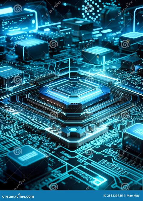 Close Up View Of A Modern GPU Card With Circuit And Connections D Rendering Stock Illustration
