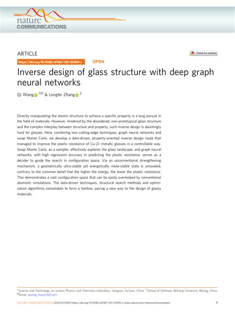 Inverse Design Of Glass Structure With Deep Graph Neural Networks Pdf