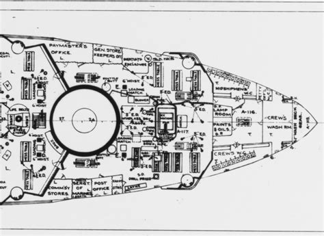 Plan Of Bows Section Of Main Deck Uss Ohio Bb 12