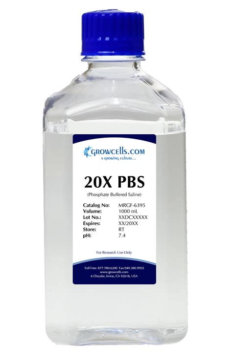 20x Pbs Phosphate Buffered Saline Ph 7 4 Growcells Com