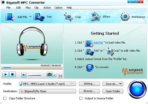 Bigasoft MPC Converter Convert MPC Files To MP3 WAV Simple And Fast