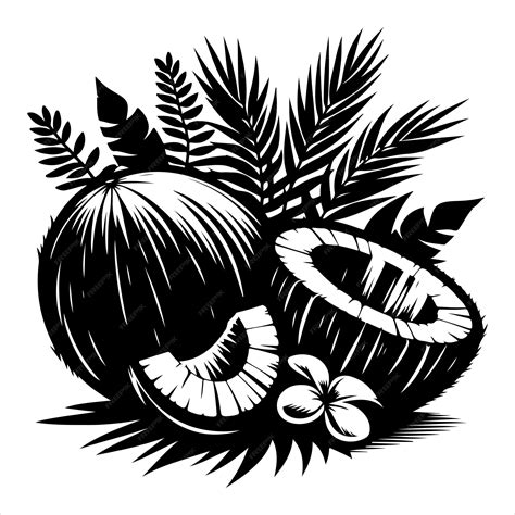 Fresh Coconut Ruit Vector Silhouette Vector Black Color Silhouette Isolated White Background