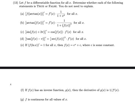 Solved Let F Be A Differentiable Function For All X Chegg Com