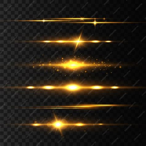 노란색 레이저 빔 조명 플레어 프리미엄 벡터