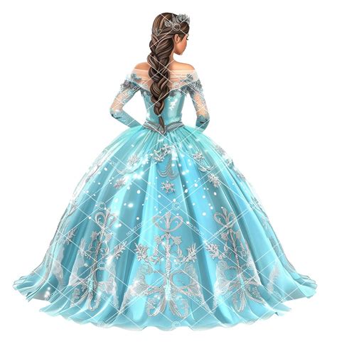 Winter Wonderland Quinceañera Dress Clipart Blue Snowflake Gown Png