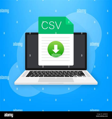 Csv File Icon With Laptop Spreadsheet Document Type Modern Flat