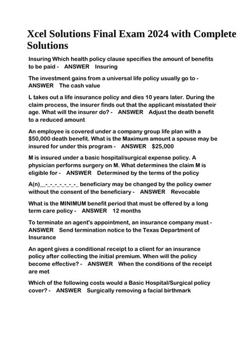 Xcel Solutions Final Exam 2024 With Complete Solutions Xcel Stuvia Us