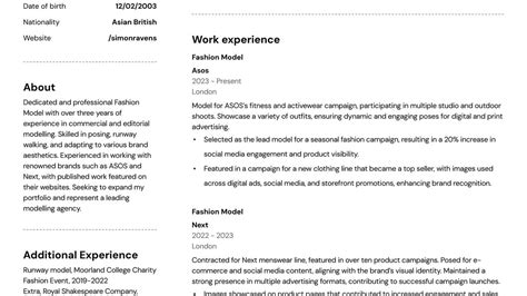 Model Cv Example Get Hired Faster In 2026