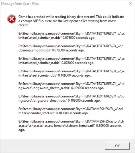 Game Has Crashed While Reading Binary Data Stream Help Rskyrimmods