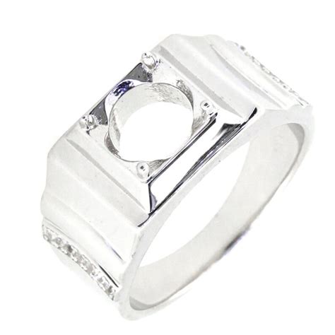 Mens Sterling Silver Semi Mount Ring Setting Round Rd 8x8 Etsy