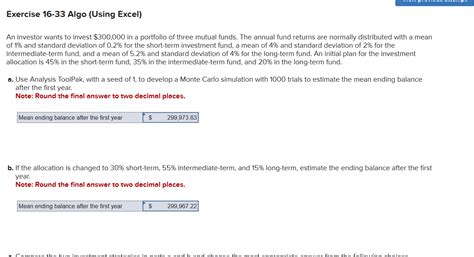 solved exercise 16 33 ﻿algo using excel an investor wants