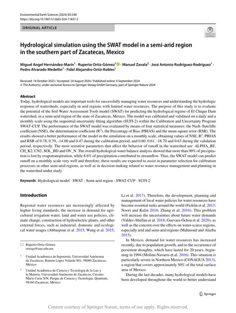 Hydrological Simulation Using The Swat Model In A Semi Arid Region In The Southern Part Of