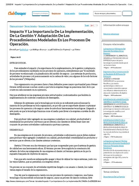 Pdf Impacto Y La Importancia De La Implementación De La Gestión Y